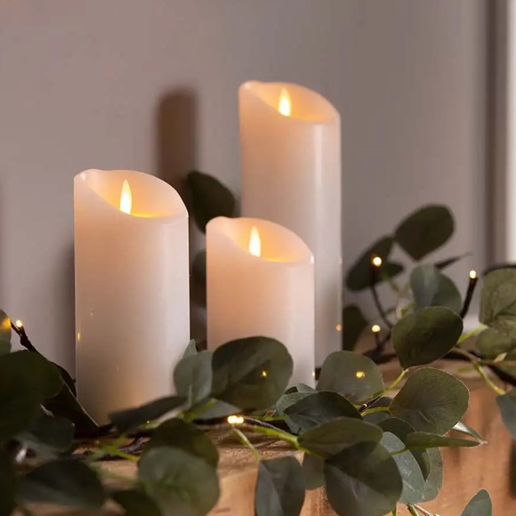 Plow&Hearth | Holiday | Set Of 3 Led Pillar Candle With Flicker Flame ...